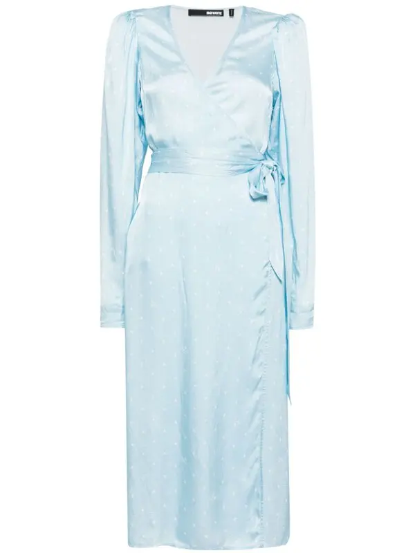 NEVER FULLY DRESSED Textured Midi Wrap Dress