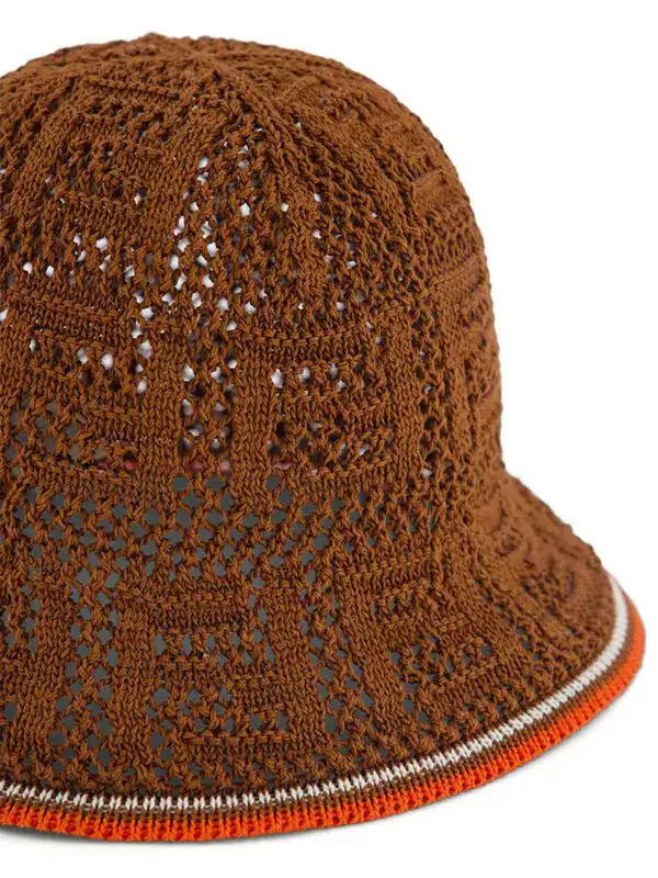 Fendi Ff Crochet-Knit Bucket Hat In Brown - 35% Off  display picture 2