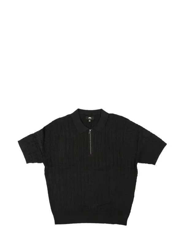 StüSsy Half Zip Polo Shit - Black | Editorialist