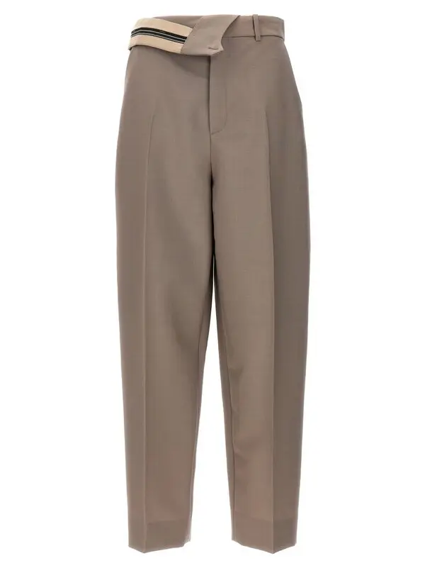 Fendi Carrot Fit Mohair Blend Wool Trousers