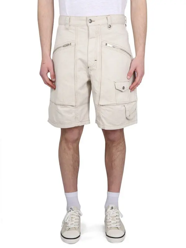 Isabel Marant Peio Denim Bermuda Shorts - Powder