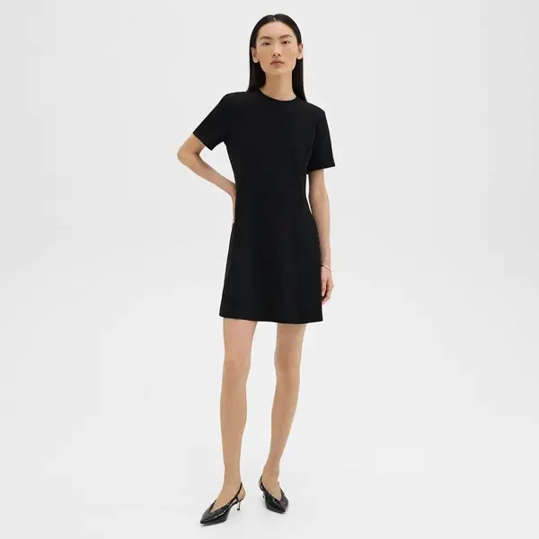 theory flared dress in admiral crepe White Polka Dot Fit And Flare Dress Mini