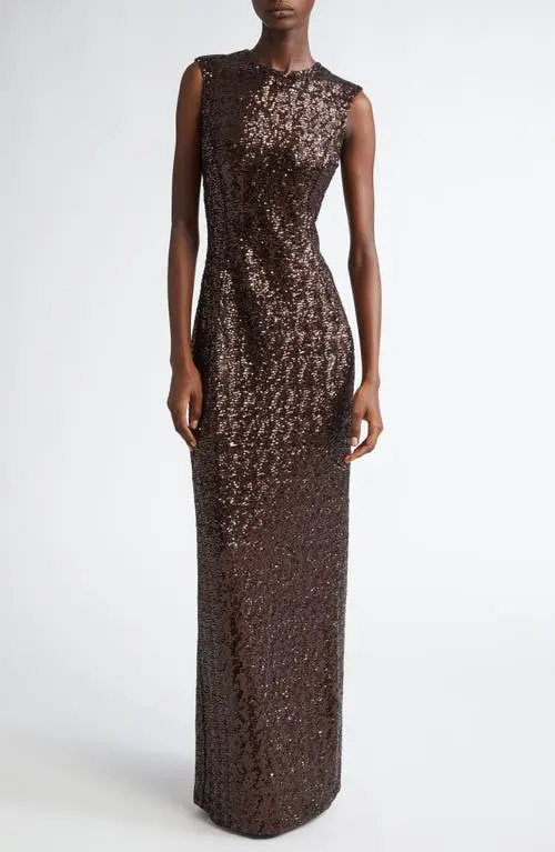 Michael Kors Sequin Column Gown - Chocolate