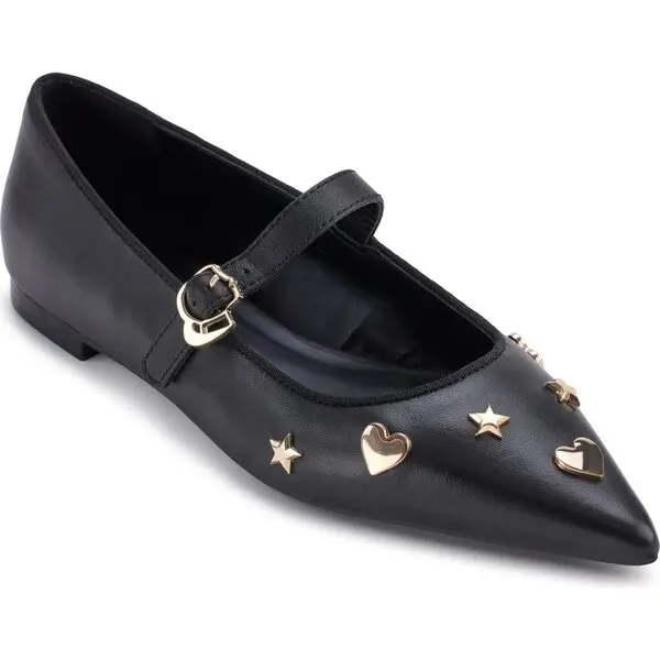 Karl Lagerfeld Paris Veyda Pointed Toe Mary Jane Flat - Black