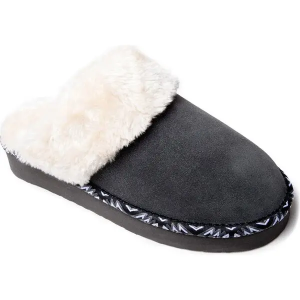Minnetonka Cerise Faux-fur Lined Slipper - Charcoal