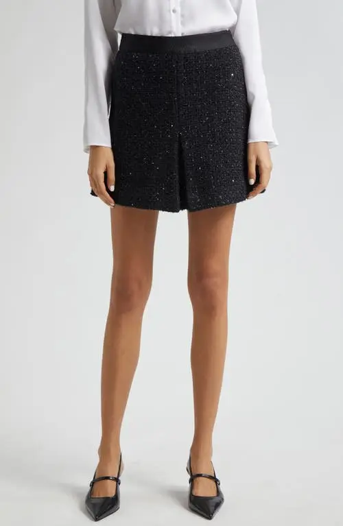 Emporio Armani Metallic Tweed Miniskirt - Solid Black