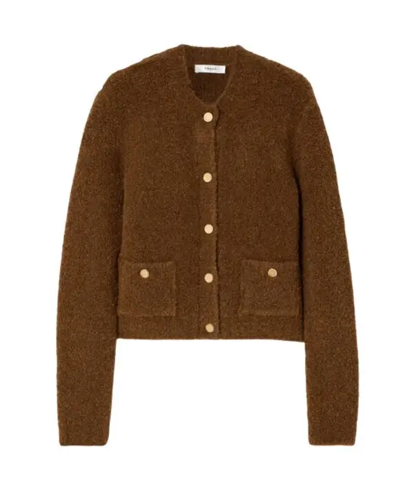 FRAME Knit Brushed Cardigan - Brown