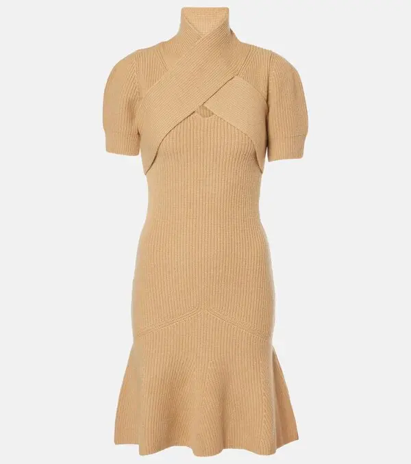 Patou Scarf-detail Wool And Cashmere Minidress
