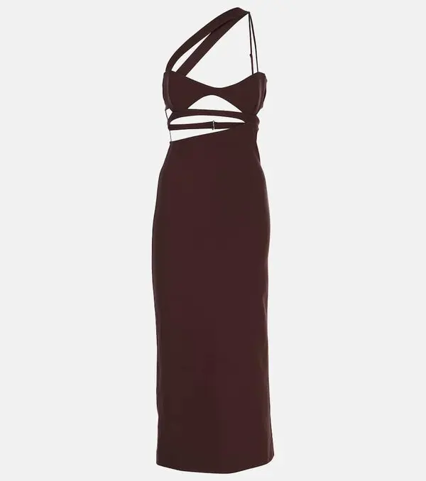 NENSI DOJAKA Asymmetric Silk Midi Dress