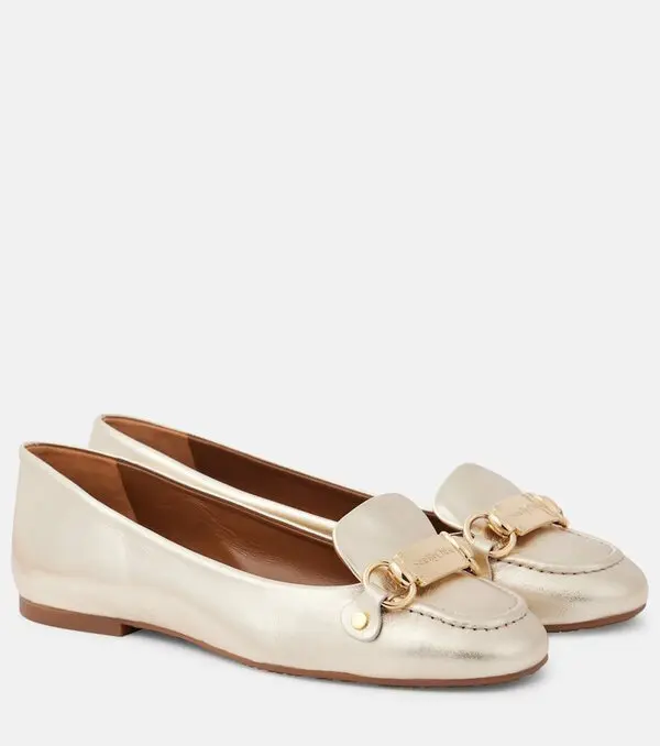 See By Chloé Signature Metallic Leather Ballet Flats