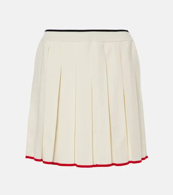 Thom Browne Pleated Wool-blend Miniskirt - White
