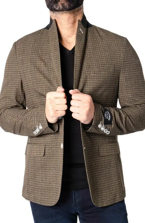 MACEOO Descartes Unconstructed Check Vortex Blazer - Brown