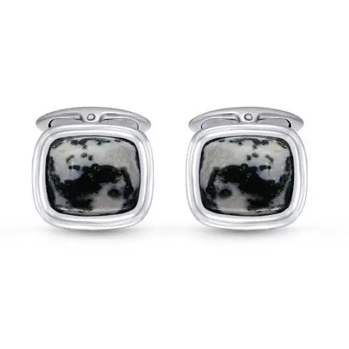 LUVMYJEWELRY Tree Agate Sterling Cufflinks