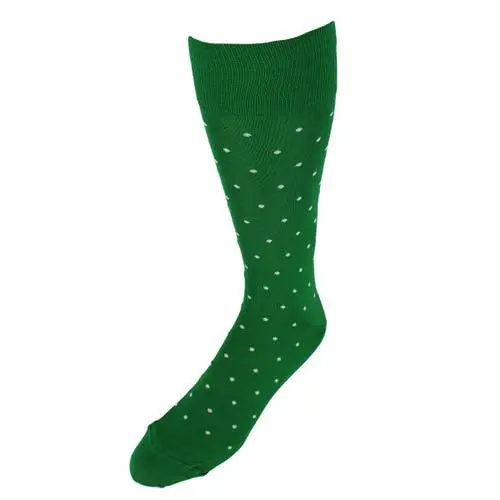 Trafalgar Leo Polka Dot Mid-calf Socks - Green With White Dots