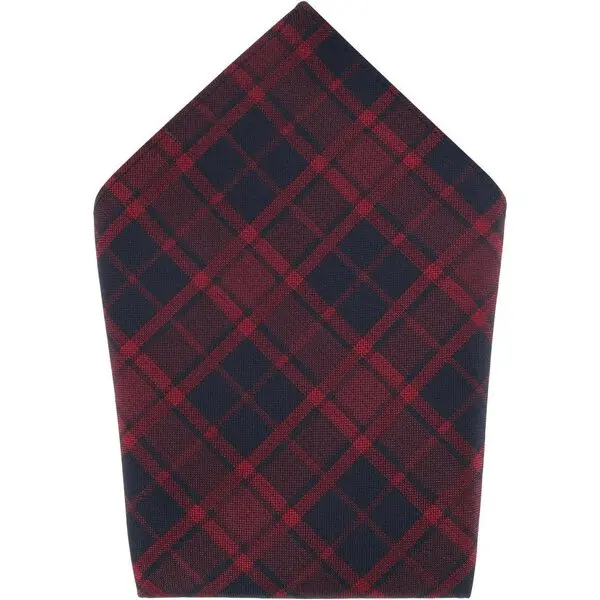 Trafalgar Kincade Red Blackwatch Plaid Silk Pocket Square - Red Plaid