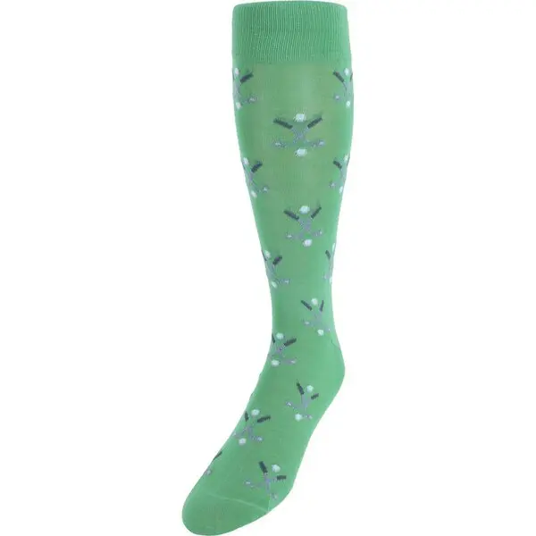 Trafalgar Golf Novelty Mercerized Cotton Mid-calf Socks - Green