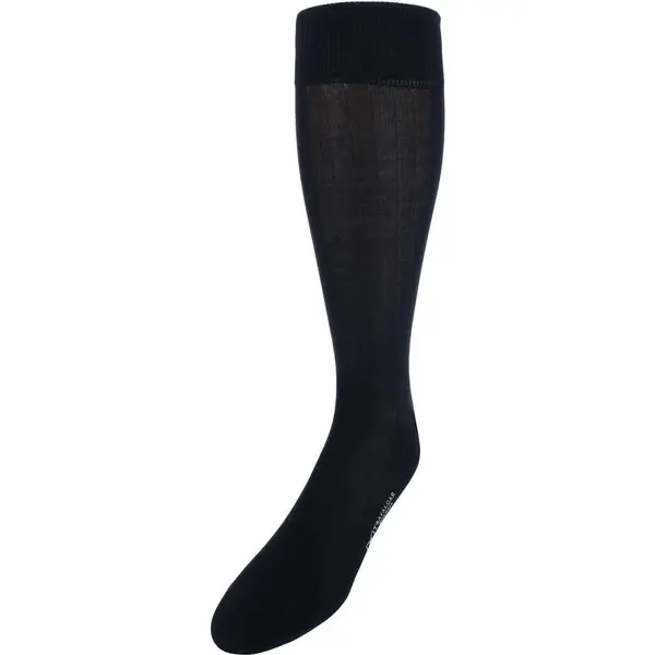 Trafalgar Jasper Mercerized Cotton Ribbed Socks - Black