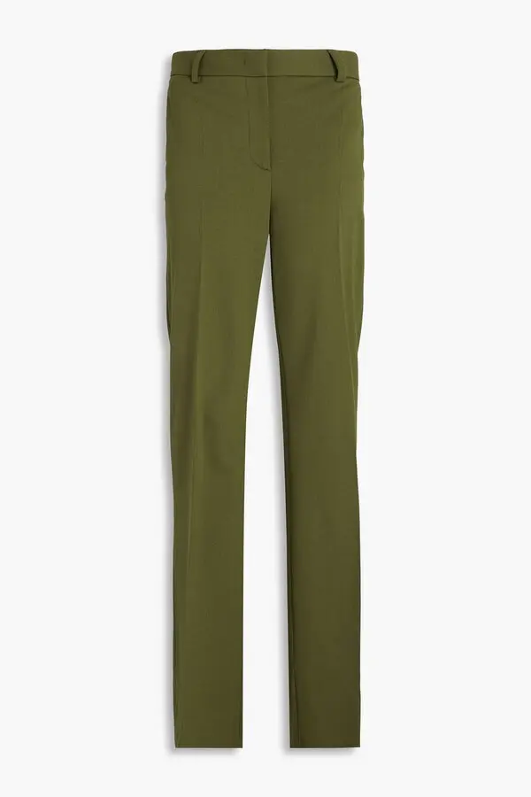 Alberta Ferretti Wool-blend Twill Straight-leg Pants - Army Green