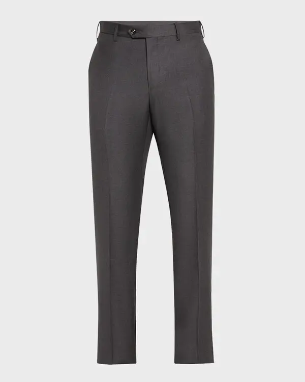 Giorgio Armani Flat-front Wool Trousers - Grey