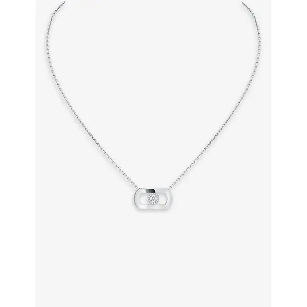 Messika So Move Pavé 18ct Gold Pendant Necklace - White Gold