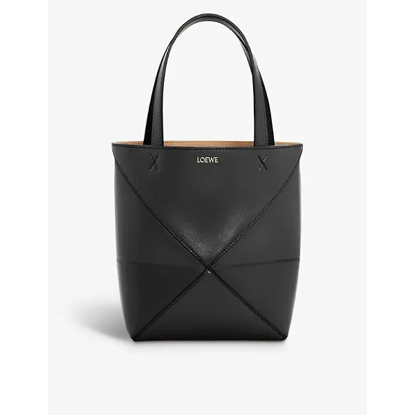 Loewe Puzzle Fold Mini Leather Tote Bag - Black