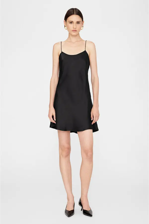 anine bing black slip dress ANINE BING Vida Dress in Black main image 0