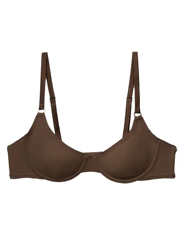 Fleur Du Mal Le Stretch Micro Demi Bra - Brown