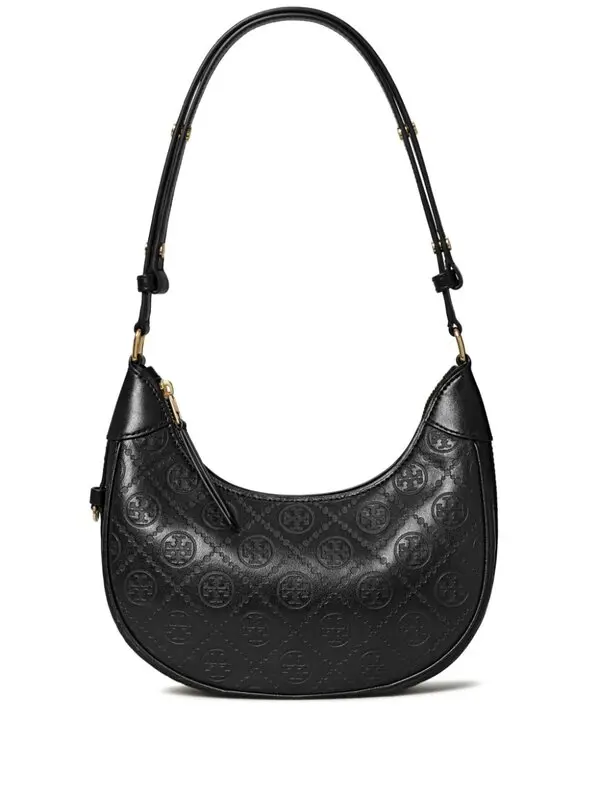 Tory Burch T Monogram Crescent Shoulder Bag - Black