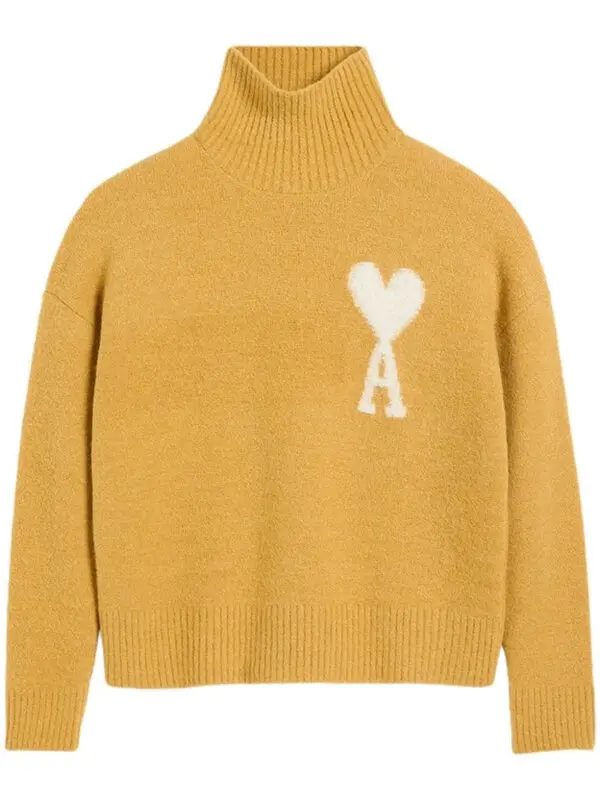 Ami De Coeur Funnel Neck Sweatshirt - Yellow