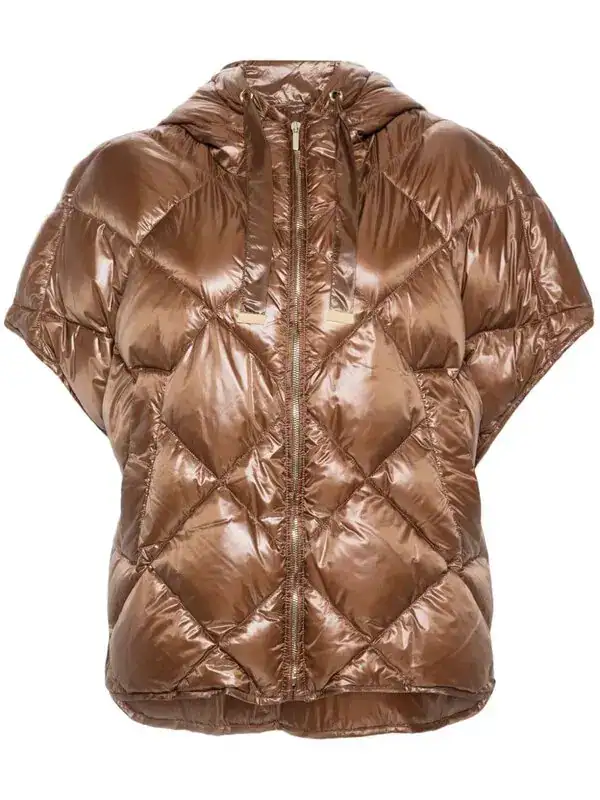 Max Mara Albi Puffer Cape In Brown 25% Off Editorialist