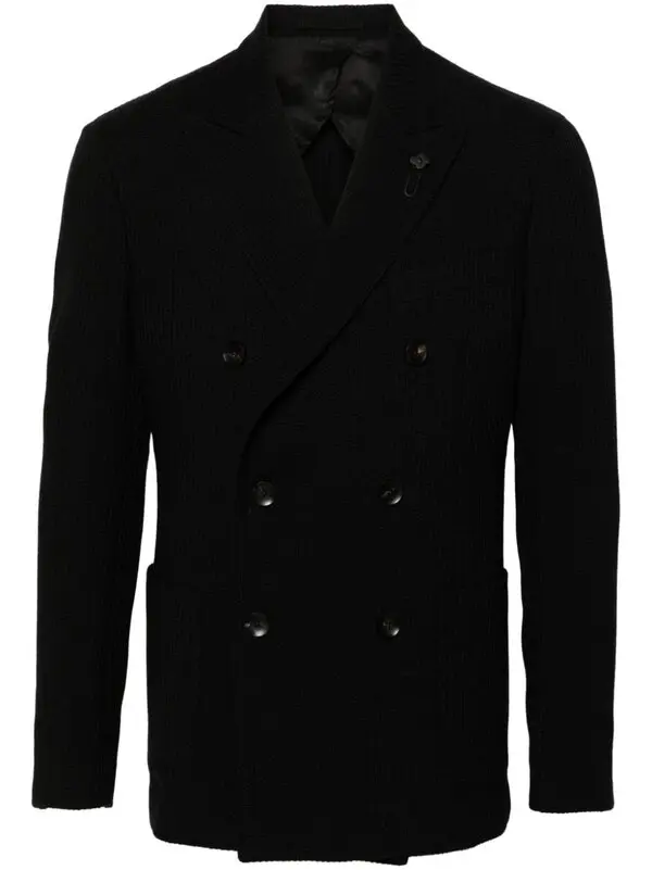 LARDINI Brooch-detail Double-breasted Blazer