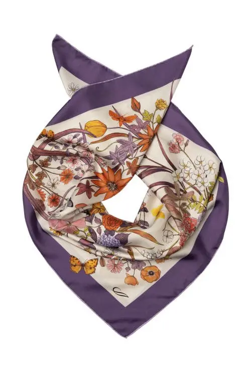 ELIZABETTA Florahand Rolled Silk Foulard For - Violet