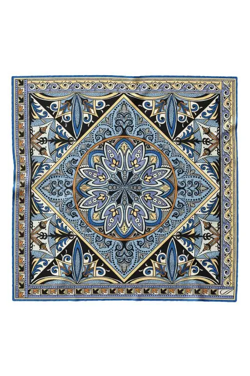 ELIZABETTA Caprihand Rolled Silk Neckerchief For - Azure
