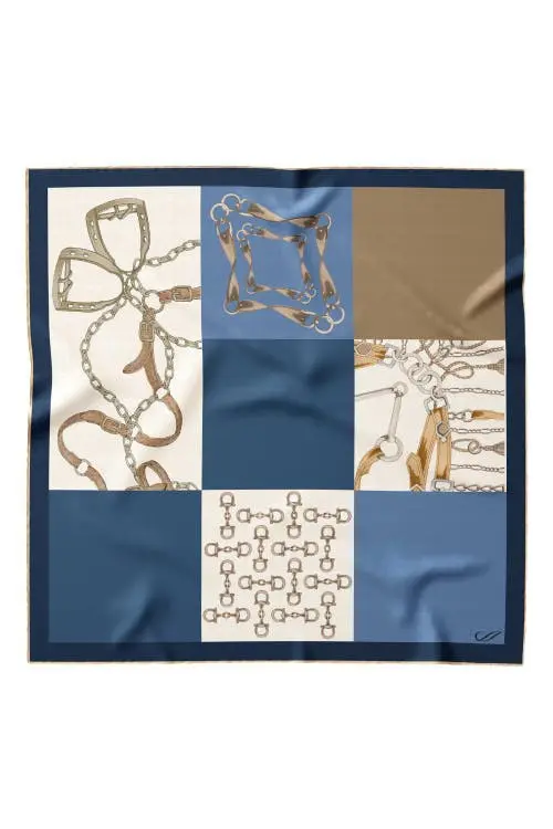 ELIZABETTA San Siro - Hand Rolled Silk Neckerchief For - Blue