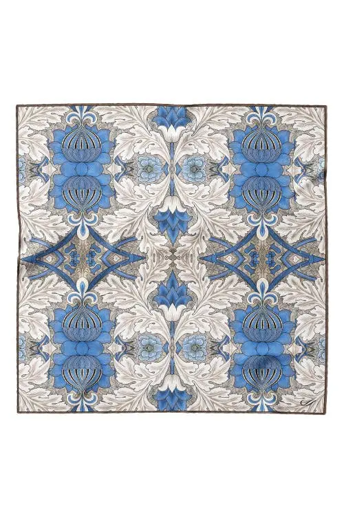 ELIZABETTA St. James - Hand Rolled Silk Neckerchief For - Blue And Tan