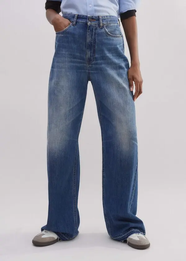 ME+EM Distressed Baggy Jean - Mid Wash
