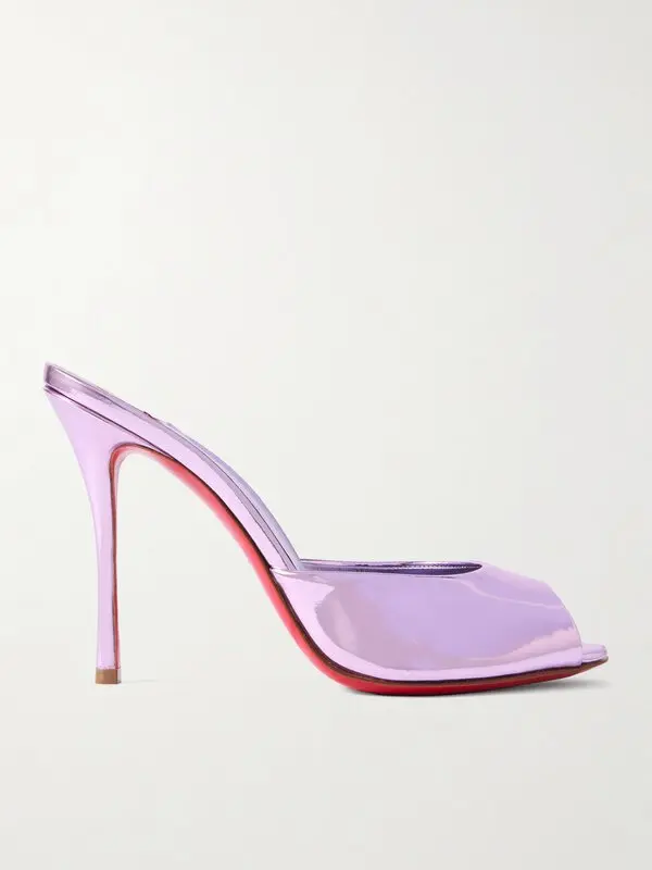 CHRISTIAN LOUBOUTIN Me Dolly 100 Metallic Patent-leather Mules - Purple