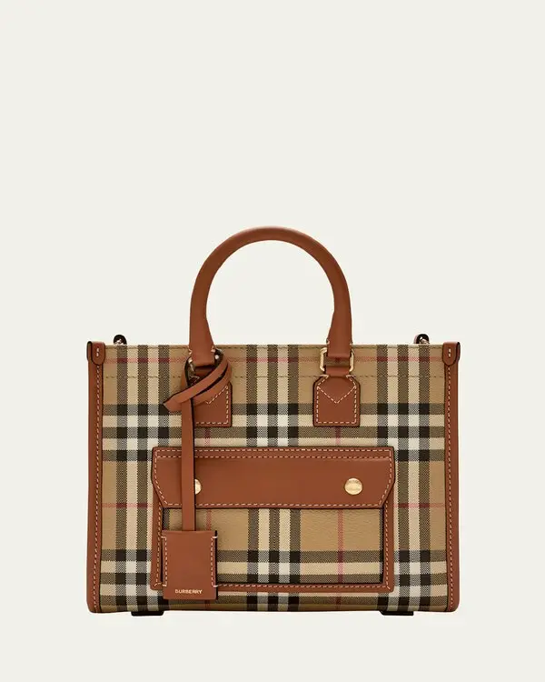 Burberry Small Freya Check Tote Bag - Vintage Check Briar Brown