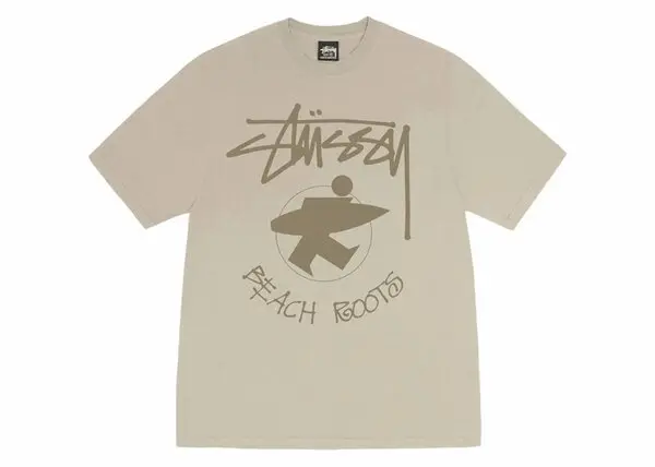 StÜssy Beach Roots Pigment Dyed Tee Shirt - Khaki