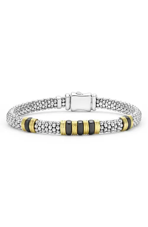 Lagos Caviar Triple Station Bracelet - Black