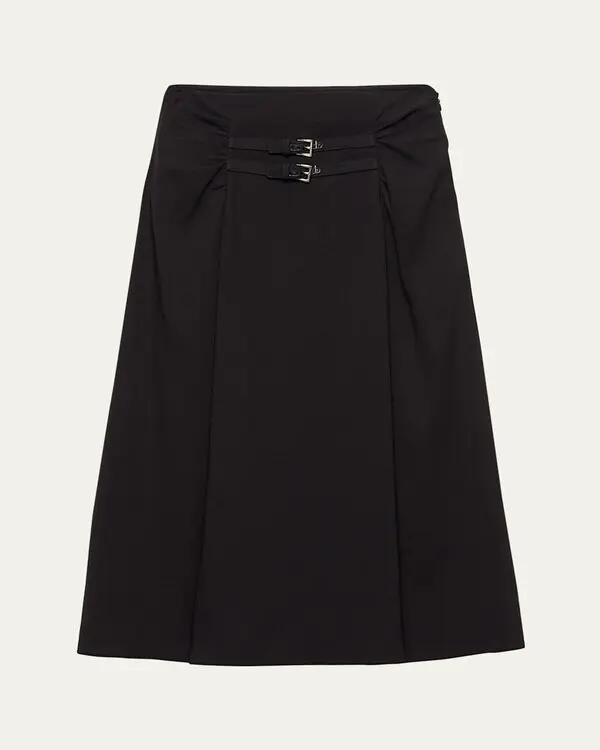 Prada Sable Flared Midi Skirt - Nero