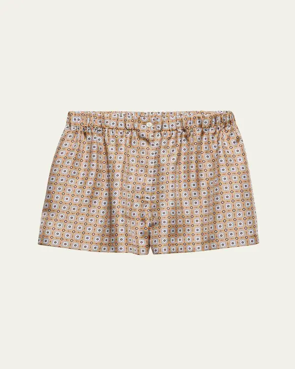 Prada Floral Silk Twill Shorts - Cammello