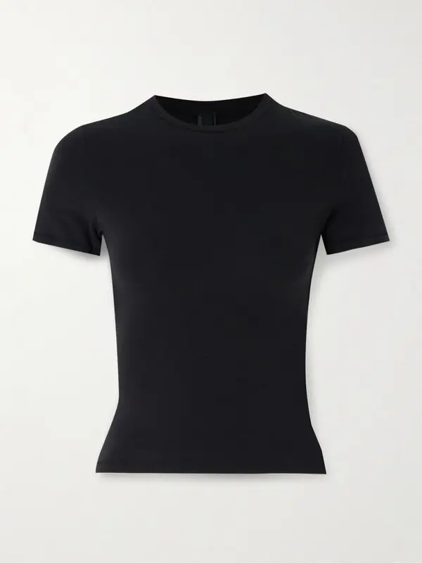 SKIMS Stretch-cotton Jersey T-shirt - Black