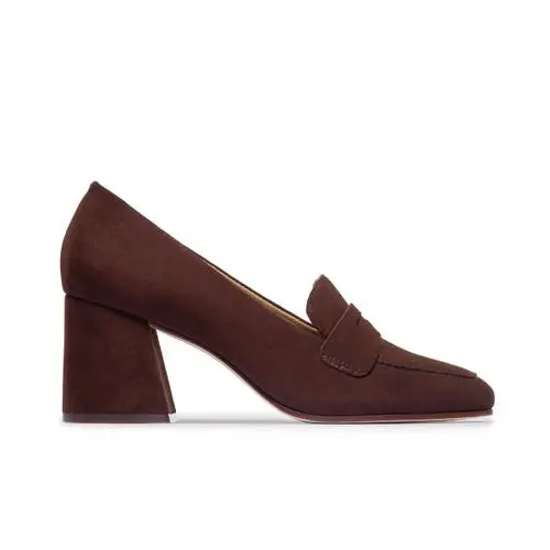 Bernardo Nessa Block Heel Loafer Pumps - Espresso