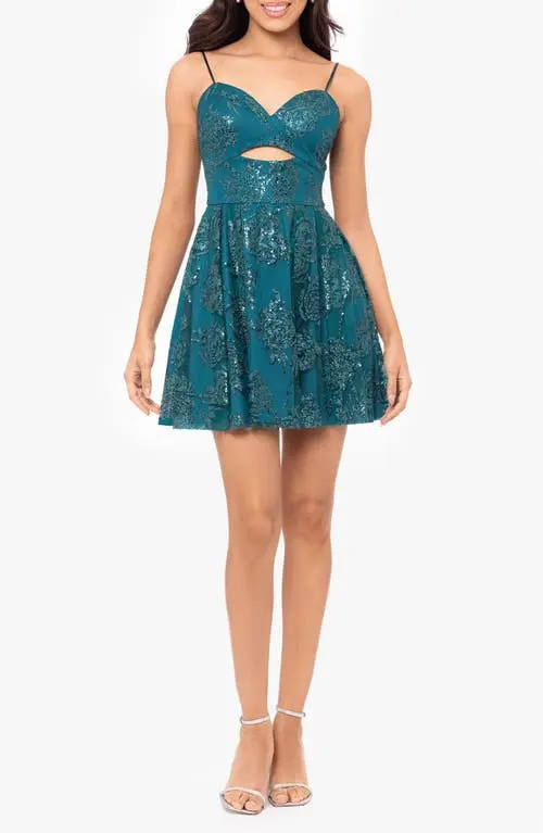BLONDIE NITES Sequin Keyhole Mini Dress