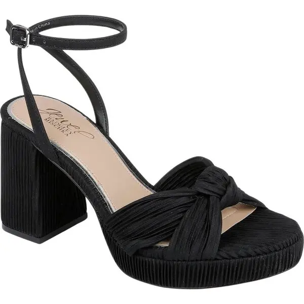 Badgley Mischka Tyler Ankle Strap Platform Sandal - Black Fabric