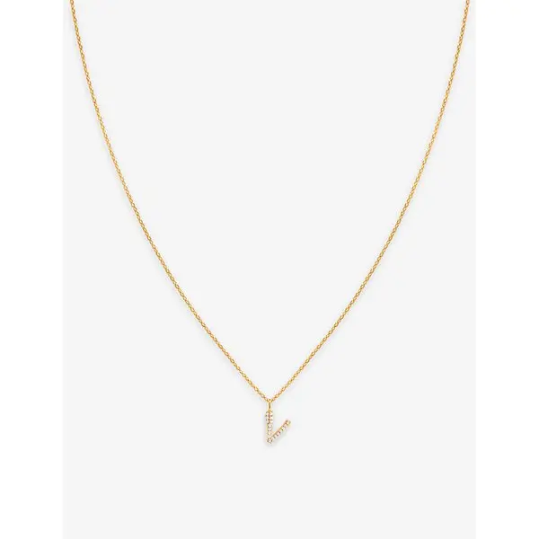 ASTRID & MIYU Initial V Pendant Necklace - 18ct Gold