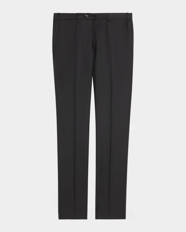 Giorgio Armani Flat-front Wool Trousers - Black