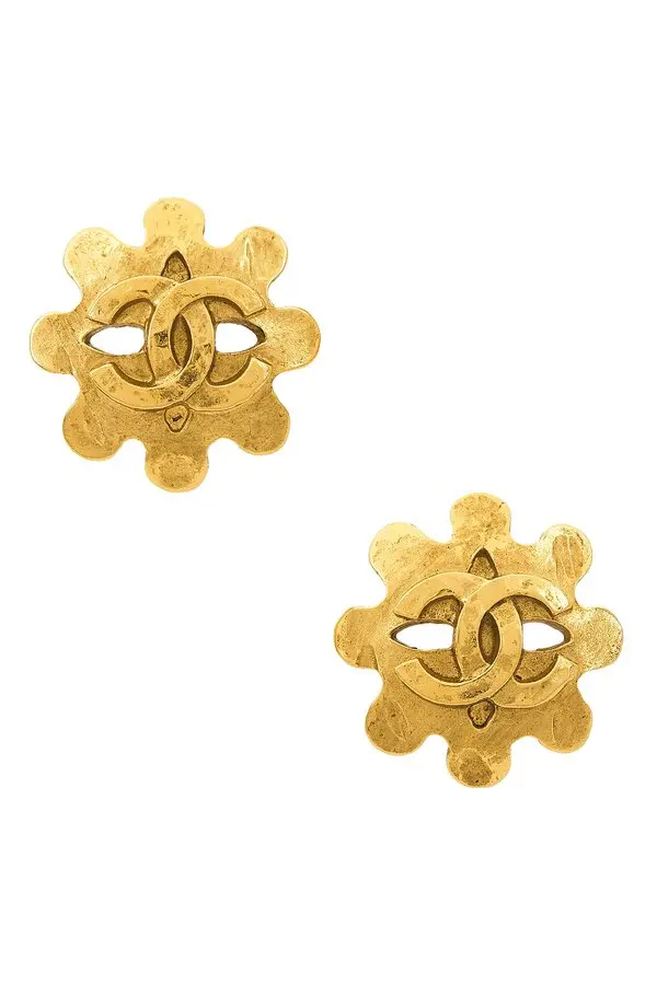 Chanel 1994 Cc Flower Clip-on Earrings