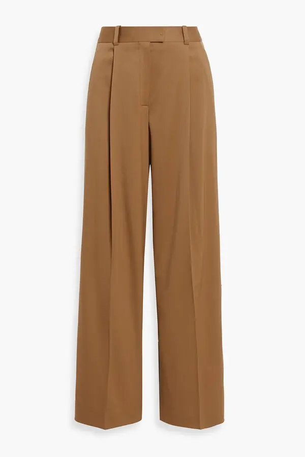 Another Tomorrow Wool-blend Straight-leg Pants - Light Brown